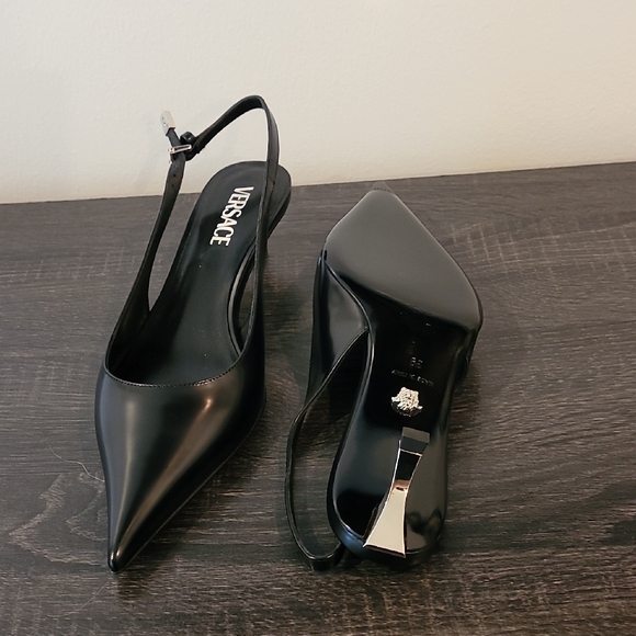 Versace | Shoes | Versace Black Slingback Heels | Poshmark